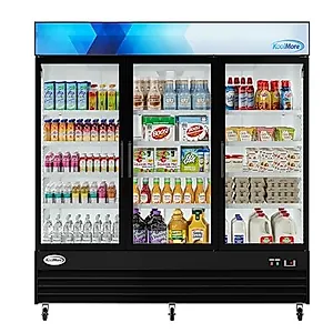 KoolMore - MDR-3GD Koolmore 78 1/4" Commercial Glass 3 Door Display Refrigerator Merchandiser - Upright Beverage Cooler with LED Lighting - 53 Cu. Ft. Black