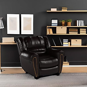 CANMOV Leather Recliner Chair, Classic and Traditional Manual Recliner Chair with Comfortable Arms and Back Single Sofa for Living Room, Brown