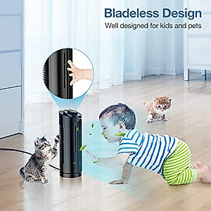 Grelife Oscillating Fan, Desk Table Fan with 3 Speeds, Quiet Cooling, Tower Fans 70° Oscillation, 13'' Portable Small Bladeless for Bedroom Home Office Desktop