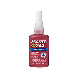 Loctite 1329505 Blue 243 Medium Strength Threadlocker, 360 Degree F Maximum Temperature, 250 mL Bottle