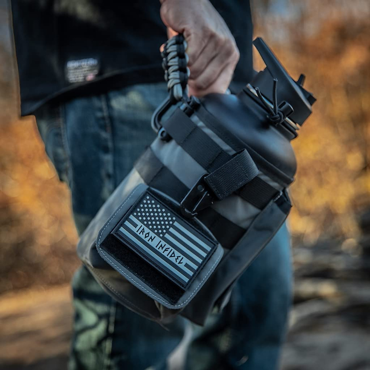 Iron Infidel Battle Bottle Straw Lid & Cleaner Brush Kit - 64 Oz and 32 Oz Water Bottle Lid Replacement with Straw, Wide Mouth Lid, and Long Handle Water Bottle Cleaning Scrub Brush Tool (Black/Grey)