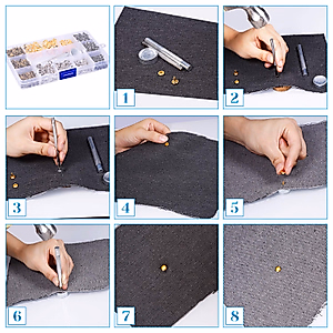 Paxcoo 480 Sets 3 Sizes Leather Rivets Double Cap Rivet Tubular Metal Studs with 3 Pieces Setting Tool Kit for Leather Craft Repairs Decoration, 4 Colors