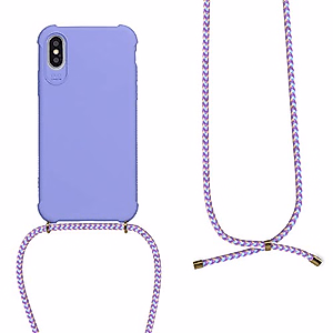 kwmobile Crossbody Case Compatible with Apple iPhone X Case - TPU Silicone Cover with Strap - Lavender