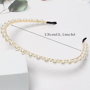 Cuizhiyu 3 Pack Pearl Headbands White Faux Pearls Gold Hairbands Bridal Hair Hoop Wedding Hair Accessories for Women Girls (Pearl)……