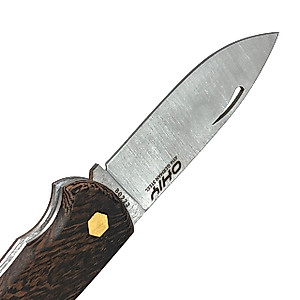 OHIY Handmade Folding Pocket Knife with 3.6" Lockback 4116 German Steel Blade and Sheath, Wenge Handle, 5" Folded
