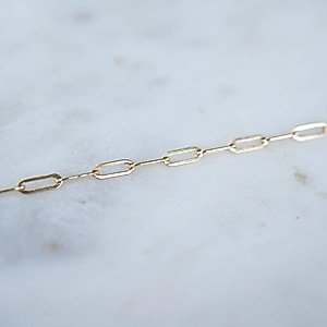 kelistom 14K Gold Filled Stainless Steel Paperclip Chain Bracelet for Women and 7.5” Rectangle Link Bracelets, Waterproof and Never Tarnish (14K gold)