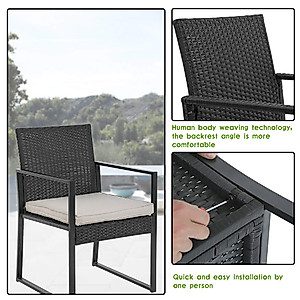 FDW Outdoor Patio Furniture Set,3 Pieces Wicker Modern Bistro Set Conversation Sets with Coffee Table for Yard and Bistro