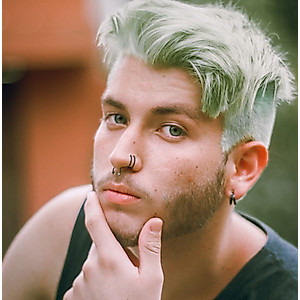 Tanreeqee 18G Double Nose Ring for Single Piercing Stainless Steel Left and Right Double Hoop Nose Ring Spiral Nose Hoops Double Nose Ring for Women Men ((I 5pcs))