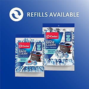 O-Cedar EasyWring RinseClean Microfiber Spin Mop & Bucket Floor Cleaning System with 2 Extra Refills