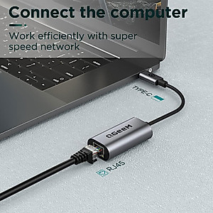 USB C to Ethernet Adapter, QGeeM Gigabit Ethernet to USB Type C, Thunderbolt 3/4 to RJ45 LAN Network Adapter Compatible for iPhone 15 Pro/max, MacBook Pro/Air, iPad Pro, Dell XPS etc