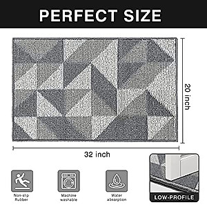 IOHOUZE Indoor Outdoor Doormat, 32" x 20" Non-Slip Grey Outdoor Rug, Absorbent Resist Dirt Front Back Door Mat, Low Profile, Machine Washable, Welcome Mat for Entryway, Patio (Grey Magic Geome)