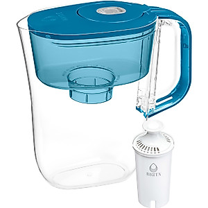 Brita Small 6 Cup Denali Water Filter Pitcher with 1 Brita Standard Filter, Made Without BPA, Transparent Teal