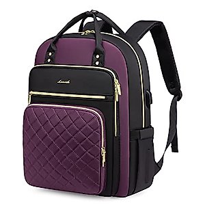 LOVEVOOK Laptop Backpack for Women, Water Resistant Travel Work Backpacks Purse Stylish College Business Teacher Nurse Computer Bag with USB Charging Port, Fits 15.6" Laptop