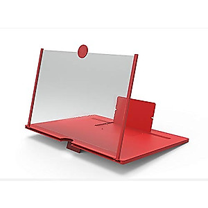siduater 10" Screen Magnifier, 3D HD Smart Phone Magnifier Projector Screen for Movies, Videos, and Gaming – Foldable Phone Stand with Screen Amplifier, Supports All Smartphones, Red