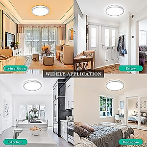 Unicozin 15.4 Inch Flush Mount Ceiling Light 32W, 3 Color Temperatures Selectable (3000K/4000K/6000K), 3200LM Ceiling Lamp White Shell, Round Flat Panel Light Surface Mount for Kitchen Bedroom, 1 Pack