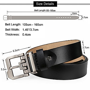 JingHao Belts for Men Big and Tall,Mens Belt Leather for Casual Jeans Dress Work All Size 28"-64" Black Brown Width 1.45" Aa10 (60"-62"/ Belt Length 165cm, Black)