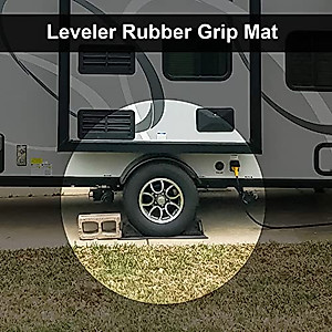 Tallew 2 Pieces Camper Leveler Grip Rubber Mat RV Leveling Blocks Durable Grip Rubber Mat with Wear Resistant Rubber Easily Level Travel Trailer up to 35000 Lbs, Black