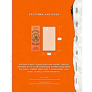 ZIG-ZAG Rolling Papers - French Orange 1 1/4 - Natural Gum Arabic - 78 MM - 32 Papers per Booklet - Choose Your Pack Size: 5, 6, 24 or 48 Booklets - Premium Quality Papers for Smooth and Even Burn (5 Packs)
