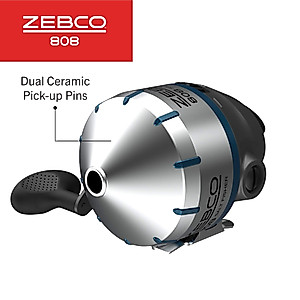 Zebco 808 Saltwater Spincast Fishing Reel, Stainless Steel Reel Cover with ABS Insert, Quickset Anti-Reverse and Bite Alert, Pre-spooled with 20-Pound Cajun Fishing Line, Clam Pack, Silver