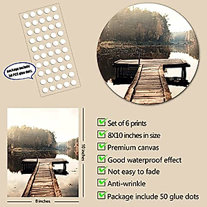 Nature Wall Art Prints Set of 6 Canvas Motivational Art Wall Decor Landscape Print Pictures Wooden Bridge Sand Flower Plant Poster Home Decorations for Living Room Bedroom (8"x10" UNFRAMED)