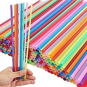 Tomnk 300pcs 10.3 Inches Disposable Drinking Straws Plastic Straws Extra Long Assorted Bright Colors