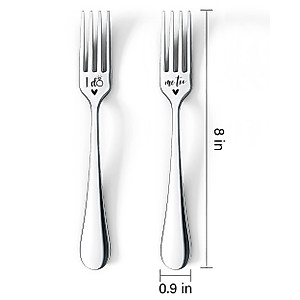 WHING 2 Pieces Funny I Do Me Too Engraved Stainless Steel Tableware Fork Set,Romatic Gifts for Boyfriend,Husband,Wife Couples,Wedding Dessert Forks Family Party Birthday Christmas Gifts,8*1.8*0.2inch