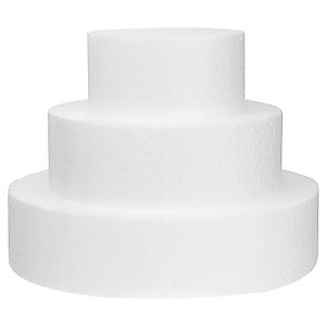 Cake Decorating Fake Foam Cake Cake Decorating Mould 3pcs Foam Cake Dummies Fake Cake Round for Wedding Display Decorating Foam Round Cake Cakepopsical Stand Cake Practice Molds