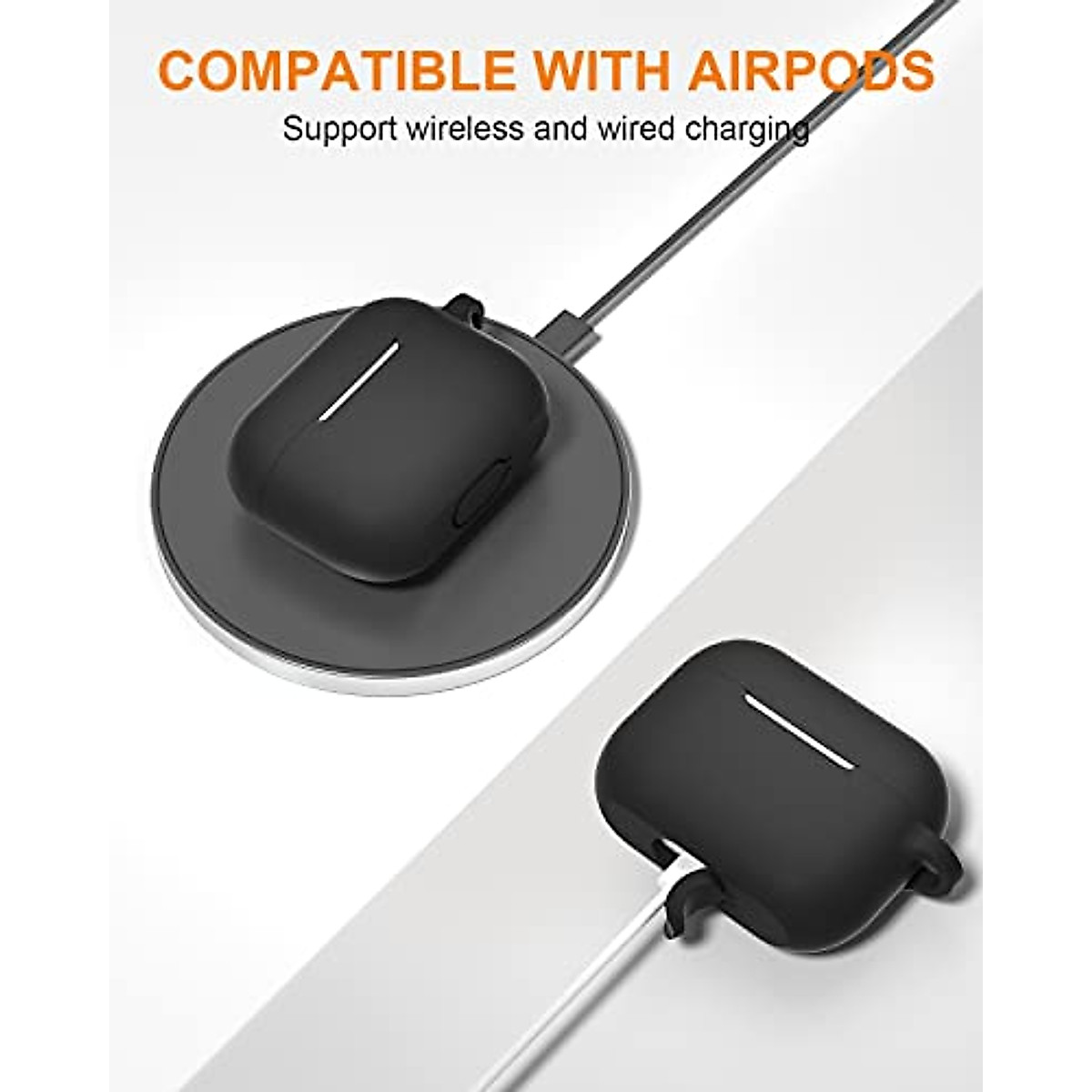 STONEPLUM Airpods Pro Case Cover,Full Protective Silicone with Keychain Accessories for Women Men with New Apple Airpods Pro Case(Black)