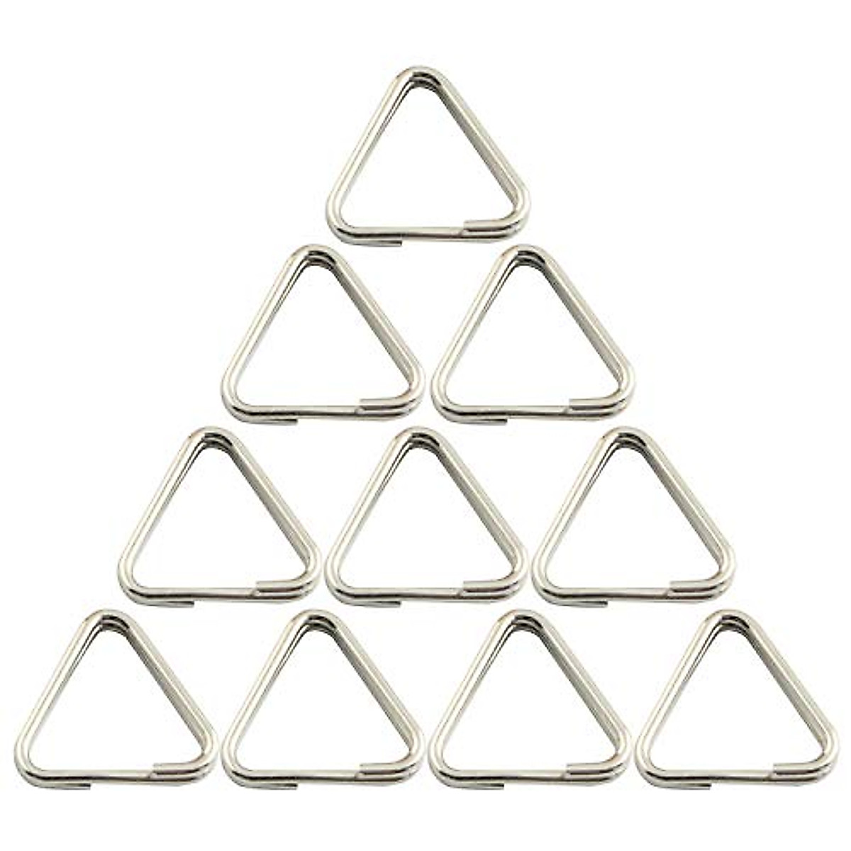 Youliang 10pcs Stainless Steel Triangle Key Ring 1mm Wire 12mm Key Ring for Key Chain Belts Decoration