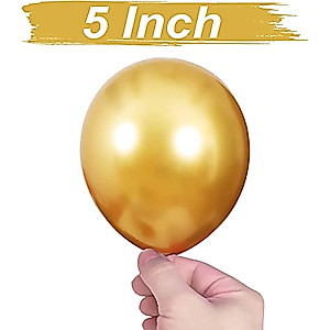 50 Pcs 5 Inch Metallic Gold Balloons, Chrome Gold Balloons for Baby Bridal Shower Gold Birthday Graduation Party Decorations