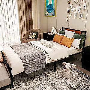 FSTAR 12 inch Metal Bed Frame with Headboard and Footboard, Mattress Foundation with Steel Slat Support, Heavy Duty, No Box Spring Needed, Easy Assembly, Noise Free (Black, Twin)