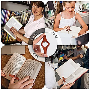 Handmade Red Walnut Wooden Book Page Holder- Convenient Thumb Ring Reading Personalized Book Assistant, Book Accessories, Gift for Readers, Reading Bookmarks (Red Walnut, Medium - 0.85”)