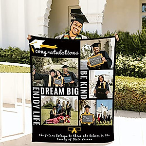 Personalized Graduation Blanket 2023, Customized Graduation Gifts for Her Him, Custom Name Photos Picture Throw Blankets, College, High School Graduation Gift for Daughter Son Niece Friends, 40"x30"