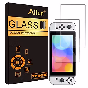 Ailun Tempered Glass Screen Protector for Nintendo Switch OLED Model 2021 [7 Inch] Anti Scratch 9H Hardness [2 Pack]