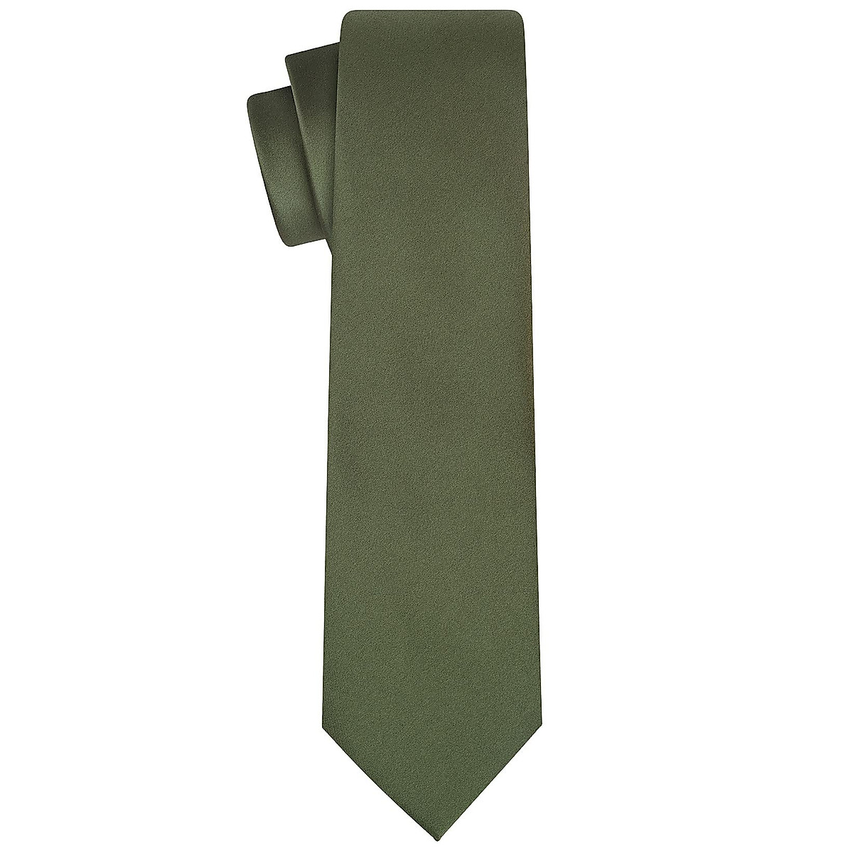 KissTies Dark Olive Green Satin Tie Set Solid Ties Mens Necktie + Pocket Square