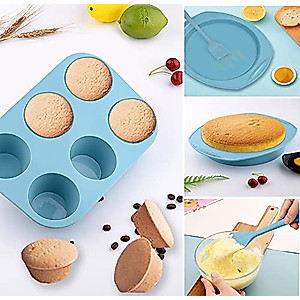 Hansanti 7in1 Silicone Bakeware Baking Set, Kitchen Bake Pans Molds Tray for Oven with BPA Free Round/Square Cake Pan, Loaf Pan, Muffin Pan for Bread Pizza Cheesecake Cupcake Pie Desserts