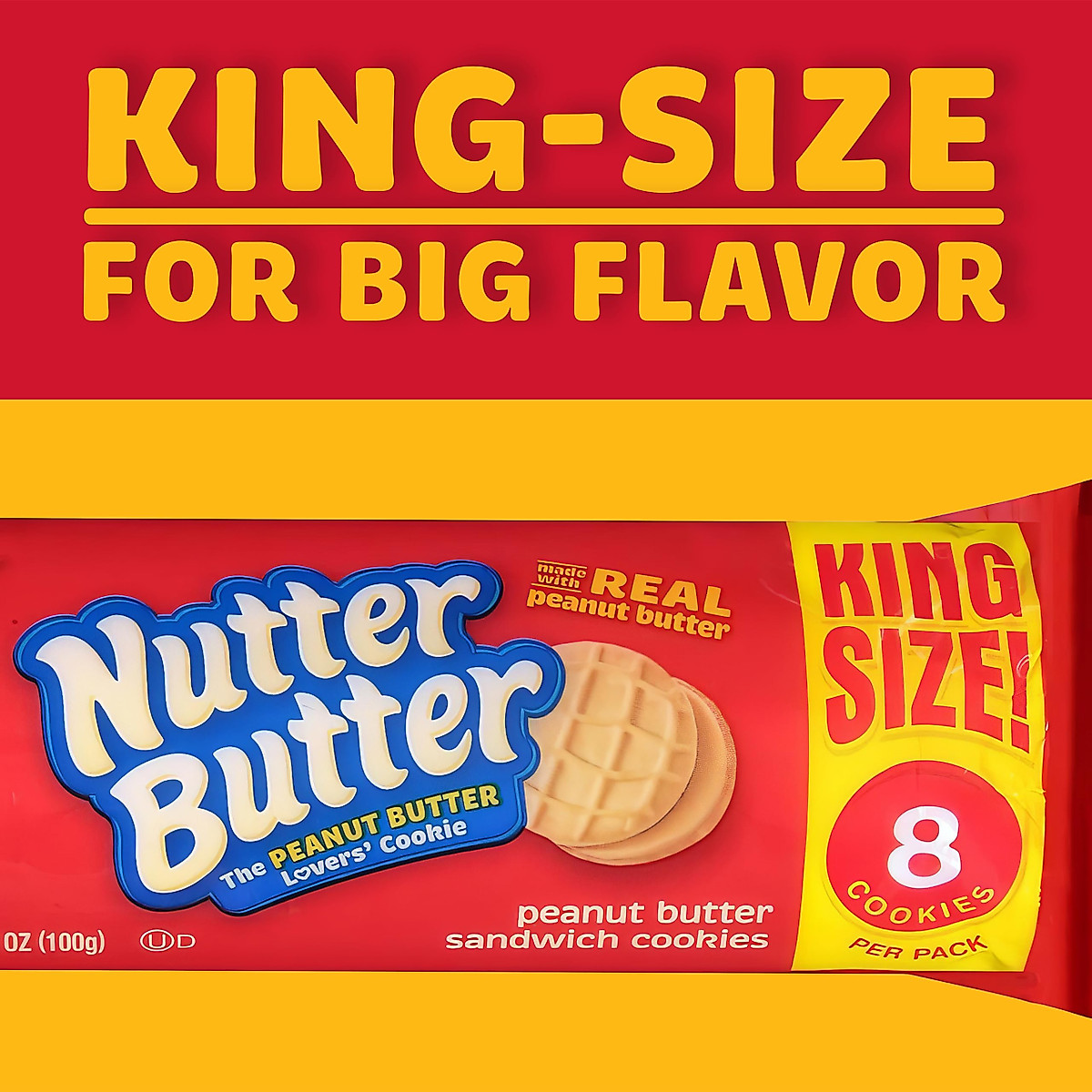Nutter Butter Peanut Butter Sandwich Cookies King Size - 14 Pack of 3.5 oz Snack Packs with 8 Cookies per Pack - Perfect for Sharing and Snacking Anytime Thanksgiving Dinner Cookies