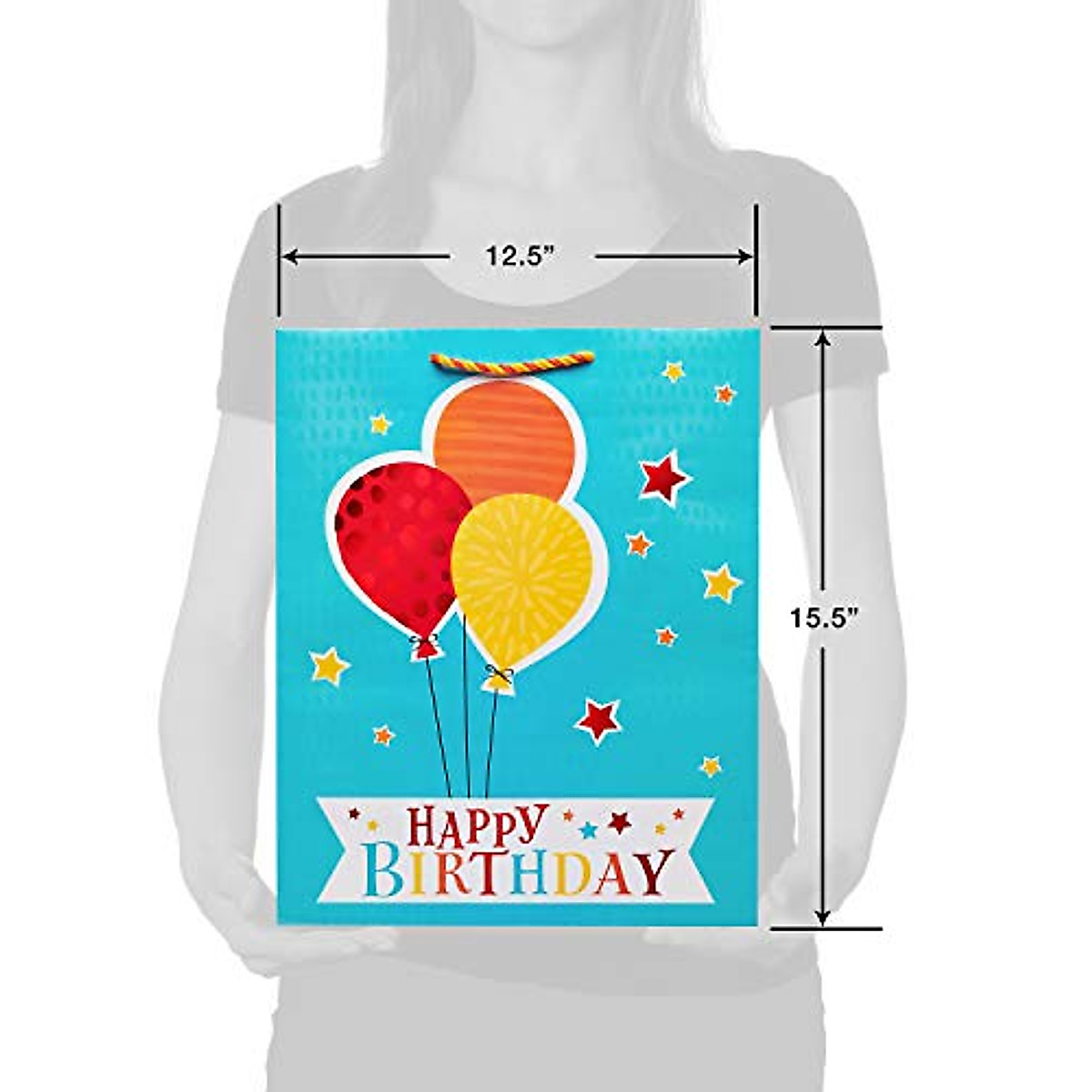 American Greetings 15.5" Extra Large Birthday Gift Bag with Tissue Paper, Balloons (1 Bag, 6-Sheets)