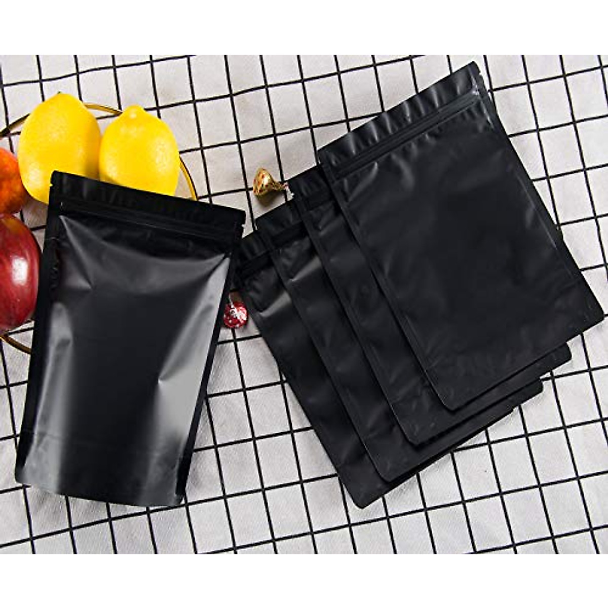 YunKo 100 PACK Black Mylar Bags for Food Storage Resealable Bags for Small Business(6x9 Inches)