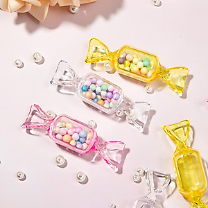 EOPER 30 Pieces Candy Shaped Container, Mini Plastic Transparent Candy Box, Candy-shaped Bead Storage Case, Chocolate Box Gift Package for Baby Shower Birthday Party Beads Art DIY Crafts Jewelry