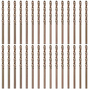 30 Pieces Cobalt Drill Bit Set M35 High Speed Steel Twist Drill Bit Set for Hardened Metal Stainless Steel Cast Iron Woodwork Plastic (1/8 Inch)