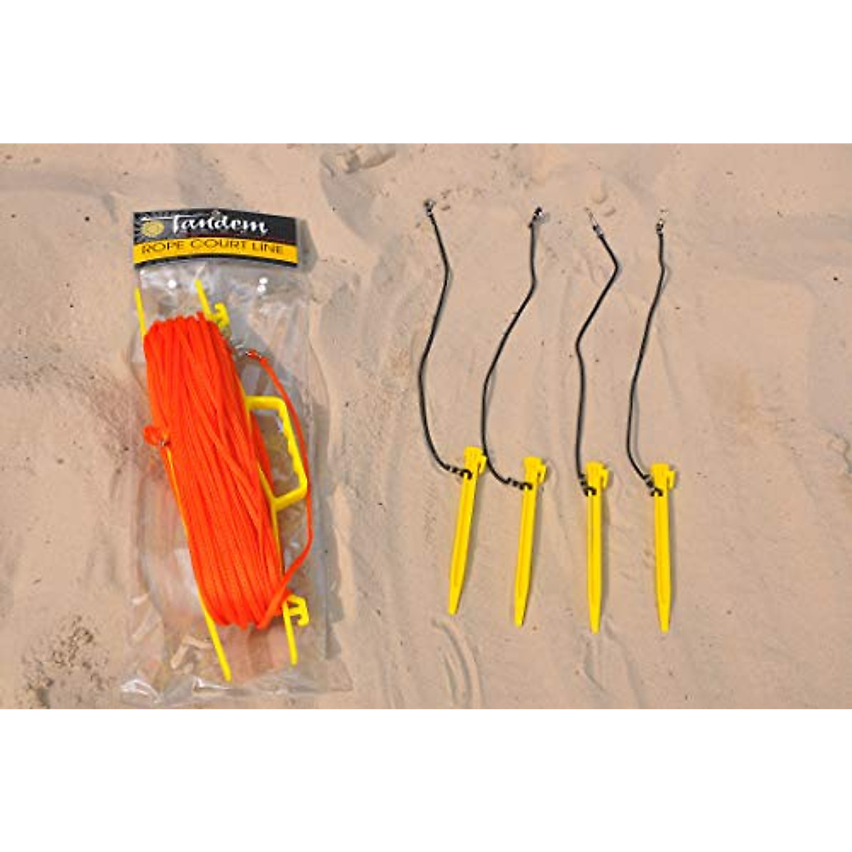 Tandem Sport Outdoor Volleyball Boundary Lines - Volleyball Short Court Rope Court Lines - Volleyball Lines for Sand or Grass - Orange, 26' 3" X 52' 6"