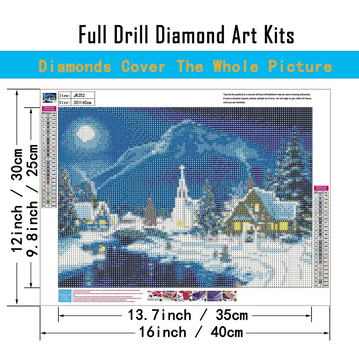 CHWGLFGG Christmas Diamond Painting Kits for Adults Beginners, Winter Church 5D Diamond Art Kits, DIY Full Round Drill Snow Scene Gem Art, Christmas Night Home Wall Decor 12 x 16 Inch