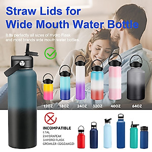 HYDROWION Straw Lid for Hydro Flask Wide Mouth, Flex Straw Lid Compatibility Most Sports Water Bottle 12 16 18 20 32 40 64 oz, Straw Lids for Simple Modern Ascent Water Bottle(Black,1 Pack)