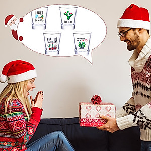 4 Pieces Plant Succulent Cactus Shot Glasses Plant Lover Wine Glass Succulent Cactus Present Mug Christmas Funny Clear Mug Glass for Women Girls, 4 Styles