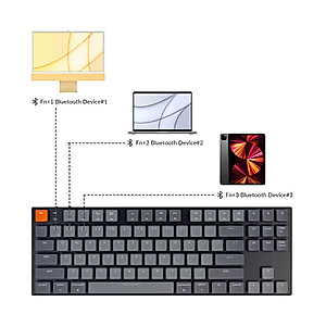 Keychron K1, Tenkeyless Layout 87 Keys Ultra-Slim Bluetooth Wireless/USB Wired Mechanical Gaming Keyboard with Low-Profile Gateron Blue Switch White LED Backlit Compatible with Mac Windows-Version 5