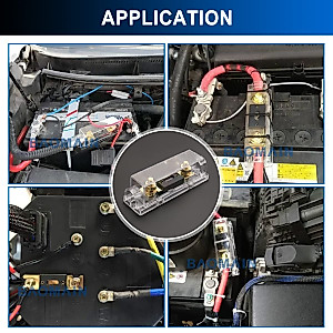 Baomain Electrical Protection ANL Fuse Holder Kit for Car Vehicles Audio System RoHS with 200 Amp ANL Fuses (ANL 200A) (1 x Holder，1 x Fuses)