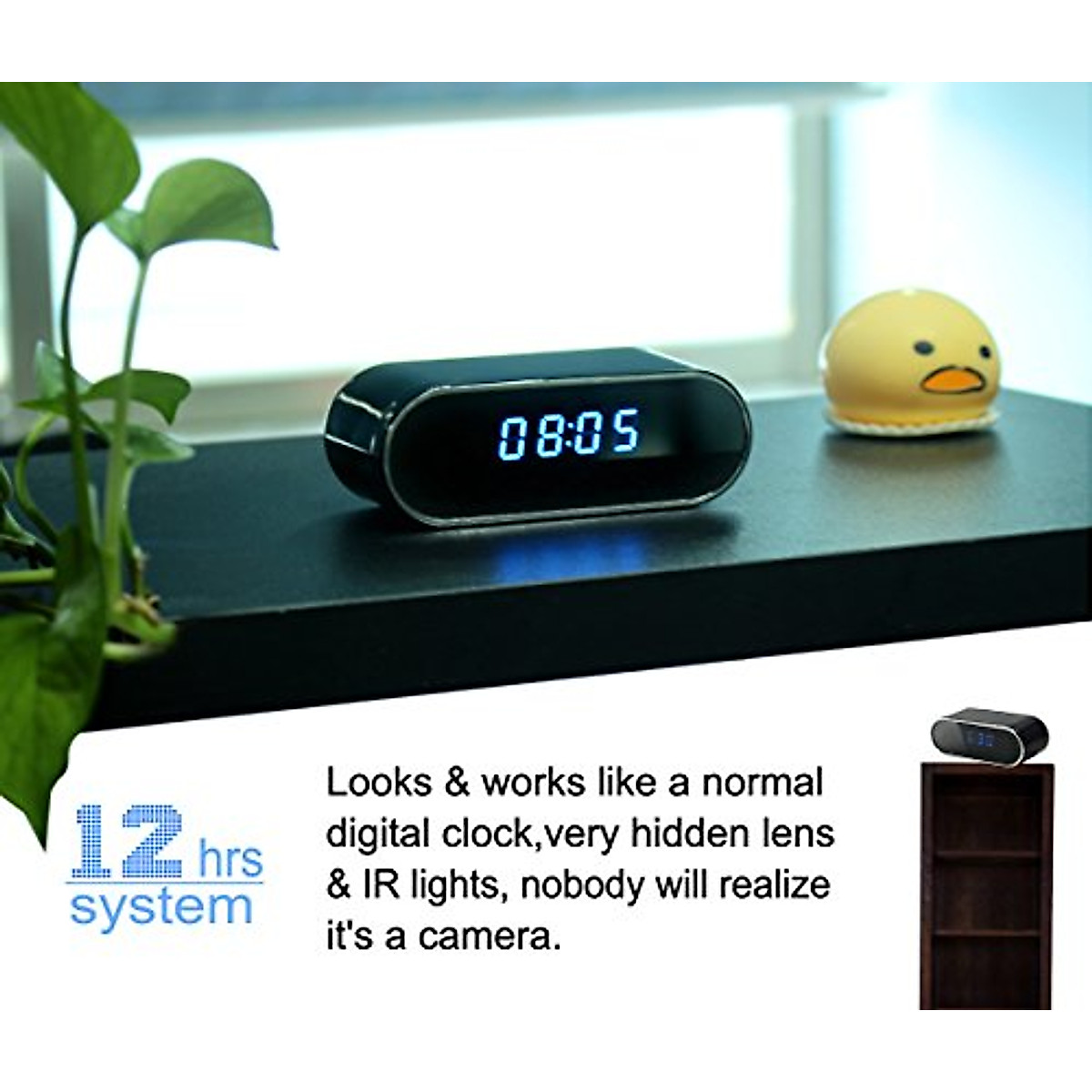 Hidden Camera Clock,HD 1080P WiFi Alarm Clock Camera with Night Vision/Motion Detection/Loop Recording Wireless Security Camera,Monitor Video Recorder Nanny Cam No Audio