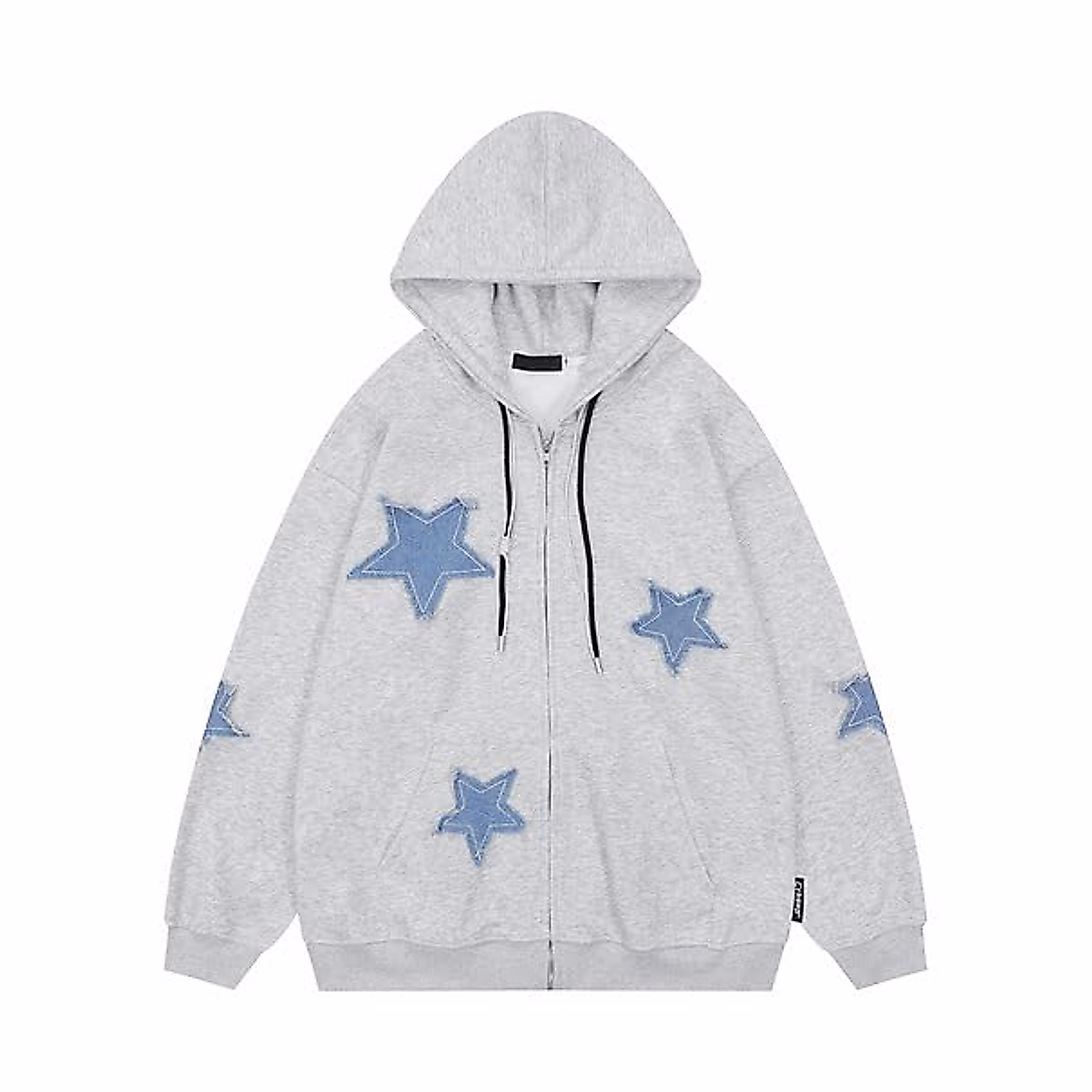Y2K Hoodie Women Grunge Stars Zip Up Sweatshirt Acubi Emo Oversized Hooded Jacket Harajuku Pullover Alt Clothing (Gray,M)