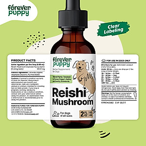 Reishi Mushroom Drops for Dogs - Immune Support Supplement - Red Reishi Mushroom Liquid Drops for Canine Immune Support - Reishi Mushroom Supplement for Pets - Dog Food Supplements for Immunity - 2 oz